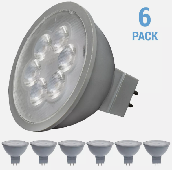 6 Pack 15 Degree Spot LED 12V 4.5W 35W MR16 2-Pin GU5.3 Gray 5000K Nat