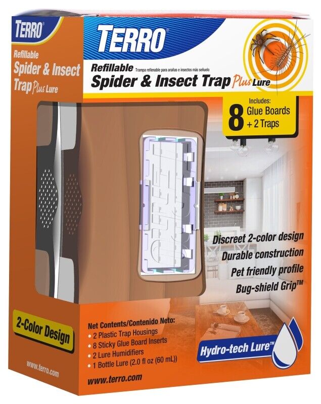 TERRO T3220 Refillable Spider & Insect Trap Attracts Pests With Hydro-