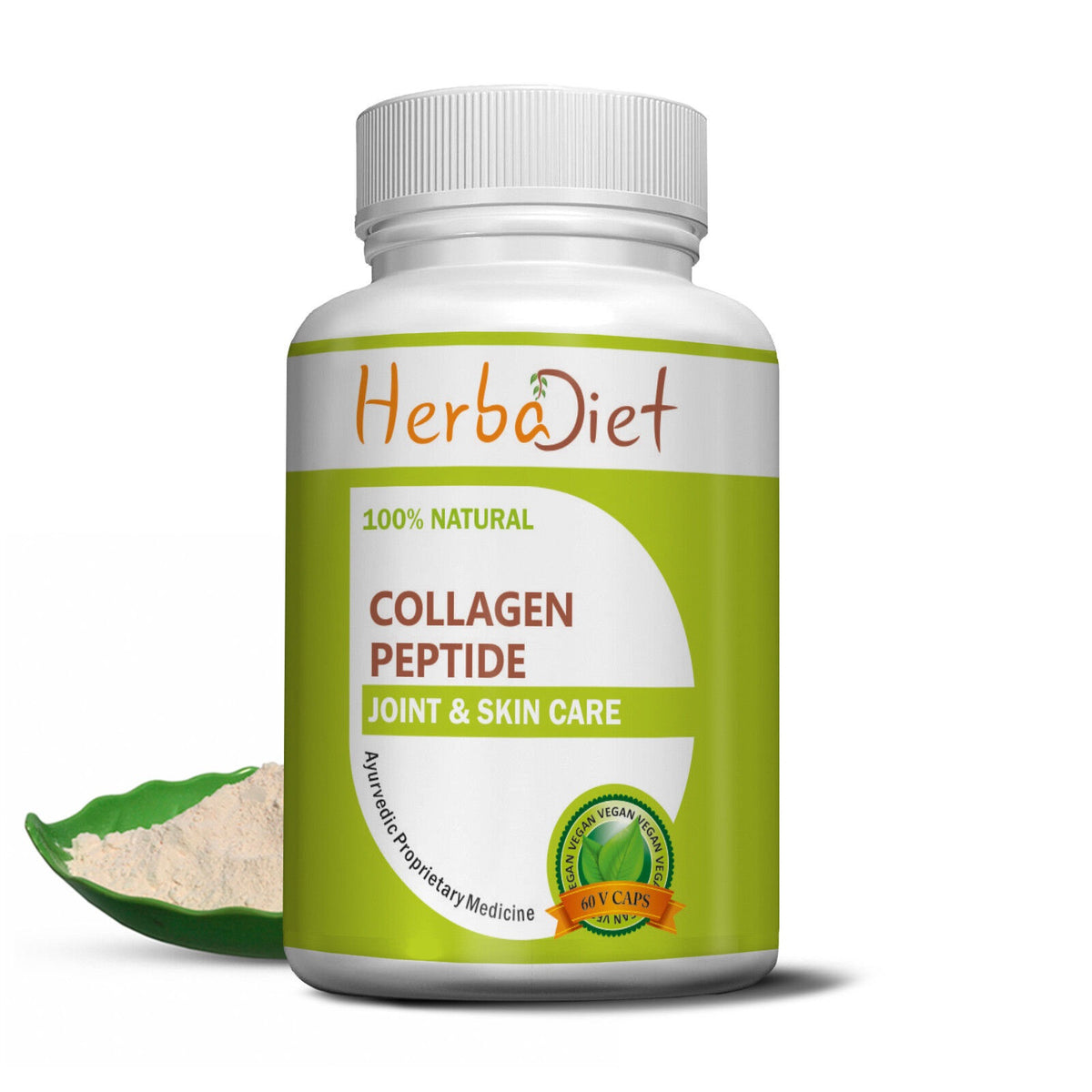 HERBADIET Hydrolyzed Collagen Capsules Type 1 Bovine Peptides Hair, Sk