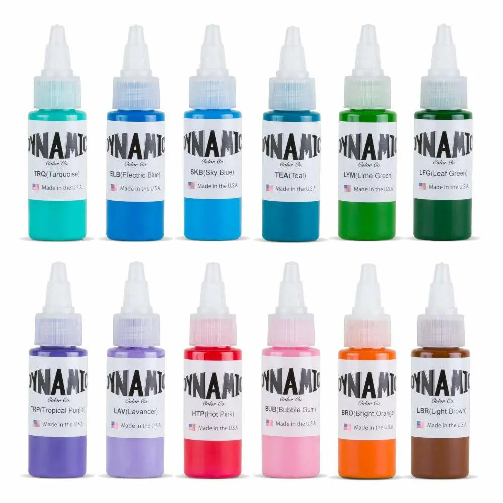 DYNAMIC COLOR CO. Primary Tattoo Ink Set #1 - All Colors 1oz