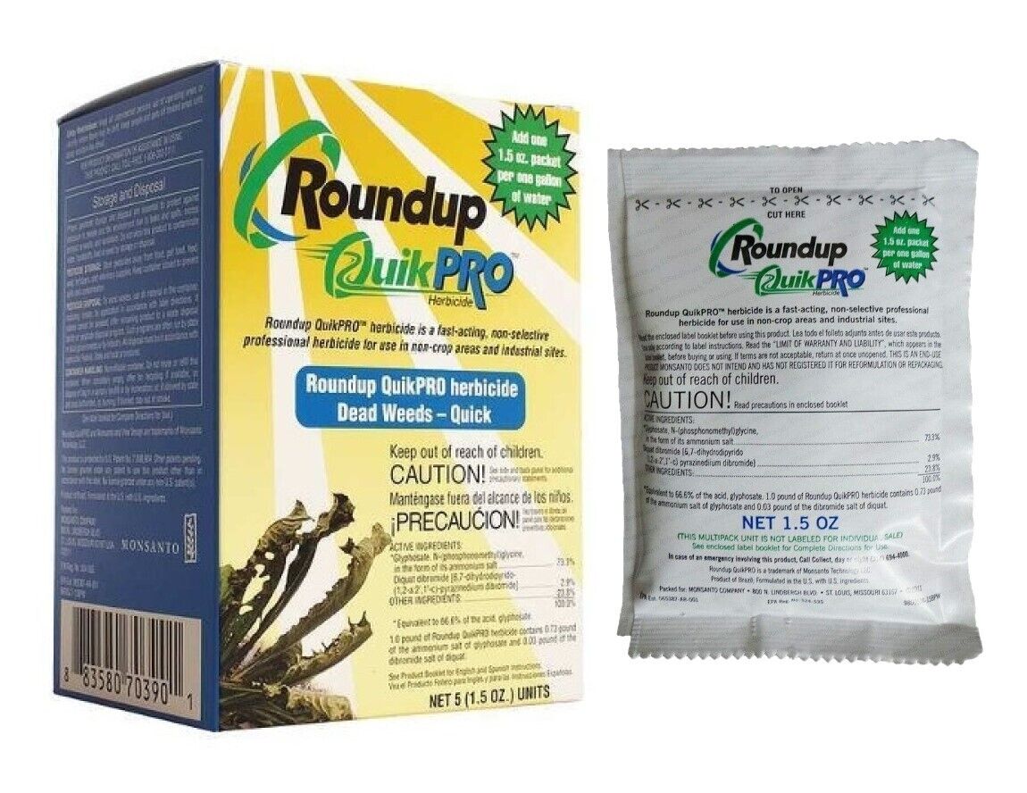 Roundup QuikPro 73.3% Glyphosate Weed and Root Killer Five 1.5 oz Pack — kate-minimalist
