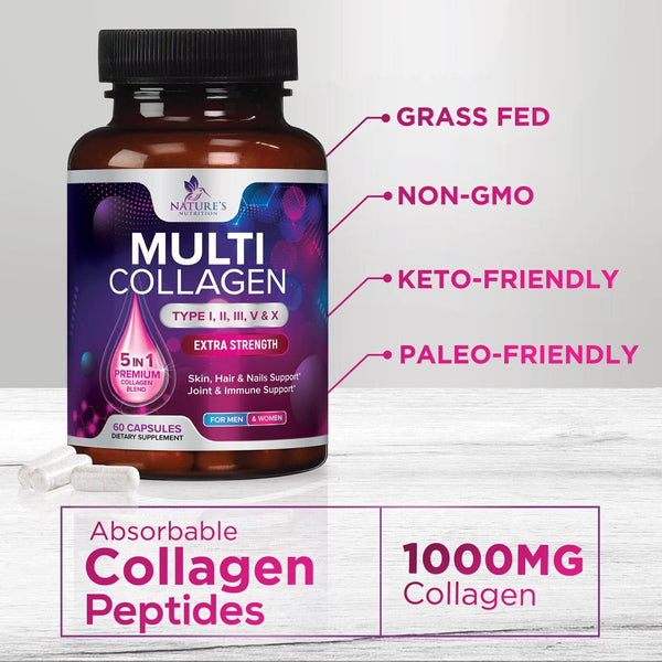 NATURE'S NUTRITION Collagen Peptides 1000mg Capsule - 60 Count – kate ...