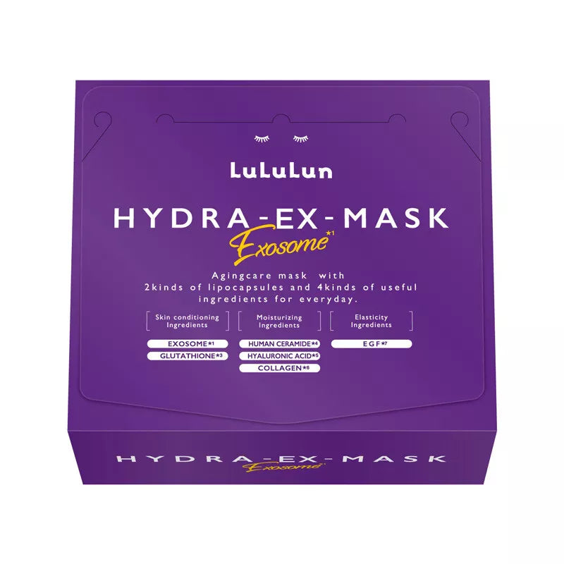 LULULUN Hydra EX Mask Exosome 28 Sheets Glutathione EGF Ceramide Colla