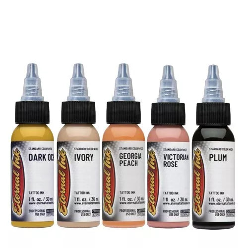 ETERNAL TATTOO INKS 5 Colors Dark Flesh Tone Portrait Set 1/2oz Bottle