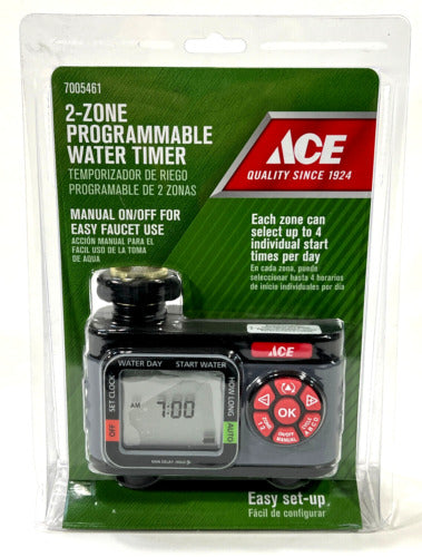 ACE 73100 2-zone Outlet Programmable Digital Water Timer Lawn Garden ...