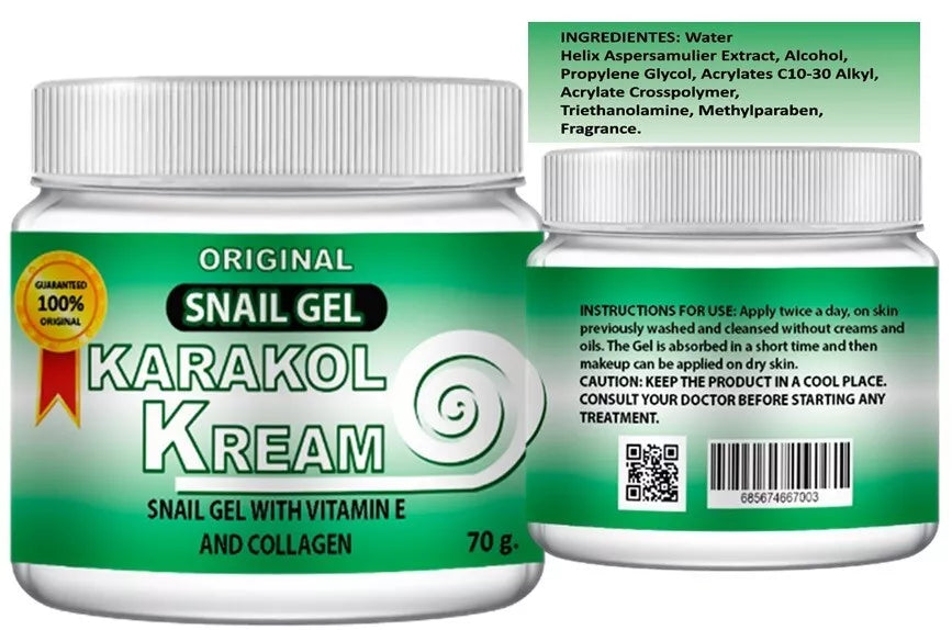 Acne snail gel cream Made USA Anti wrinkle support scar karakol kream