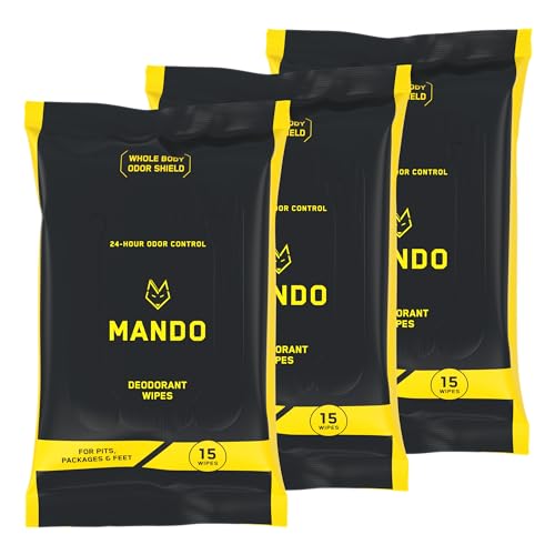 Mando Deodorant Wipes - 24 Hour Odor Control - Aluminum Free, Baking S