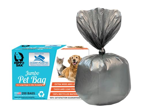 Hippo Sak® Extra Large Pet Poop Bags with Dispenser, Made with Ocean P ...