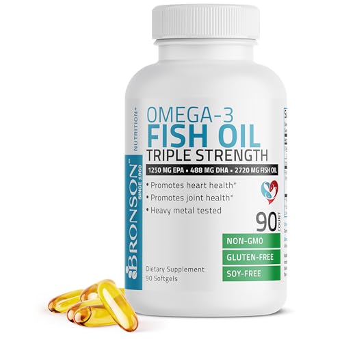 Bronson Omega 3 Fish Oil Triple Strength 2720 mg, High EPA 1250 mg DHA ...