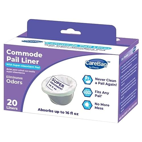 Carebag Commode Liners with Super Absorbent Pad, 20 Count – Medical Gr