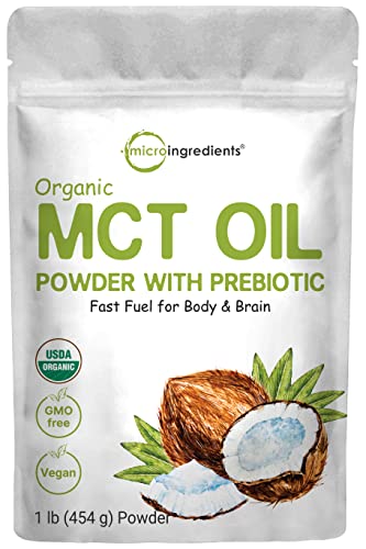 Organic MCT Oil Powder with Prebiotic Fiber,1 Pound(16 Ounce), Fast Fu