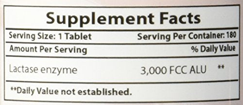 Best Naturals Fast Acting Lactase Enzyme Tablet, 3000 Fcc Alu, 180 Cou ...