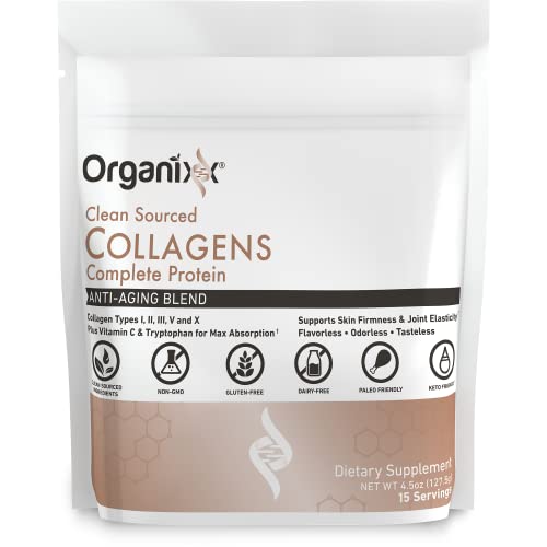 Organixx Clean Sourced Collagen Powder, Hydrolyzed Protein Powder Coll