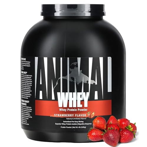 Animal Whey Isolate Whey Protein Powder, Strawberry, 4 Pound, 64 oz ...
