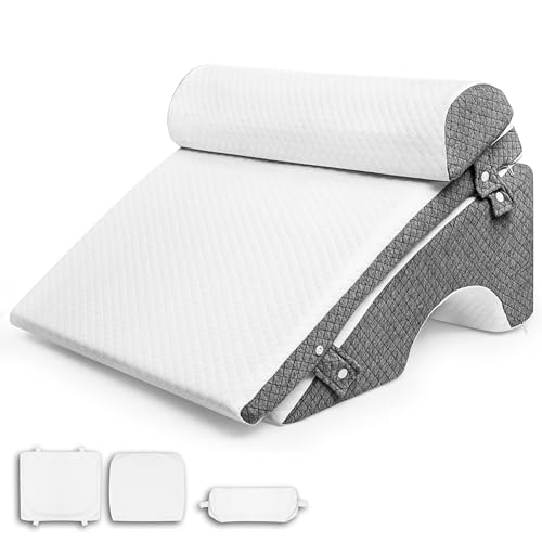 Rayli 12-inch Adjustable Bed Wedge Pillow for Sleeping- 1 Extra Washab