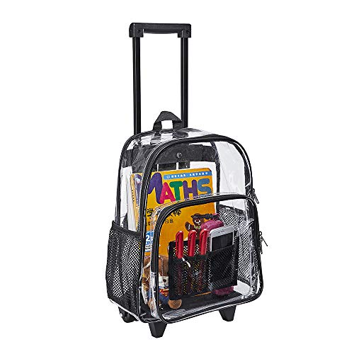 Rolling Clear Backpack, Heavy Duty Cold-Resistant Security Transparent