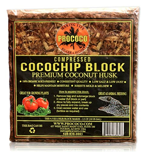 Prococo Compressed Coconut Husk Coco Coir Chips Natural Cocochip Block