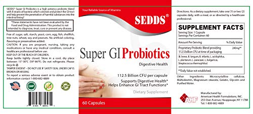 SEDDS Super GI Probiotics 112.5 Billion CFU per Serving Supports Diges ...