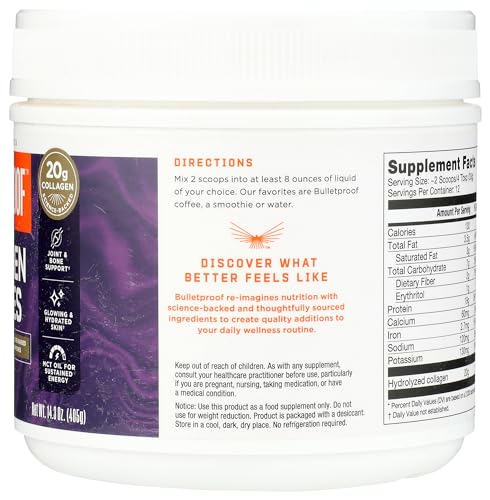 Bulletproof Chocolate Collagen Protein Powder with MCT Oil, 19g Protei ...