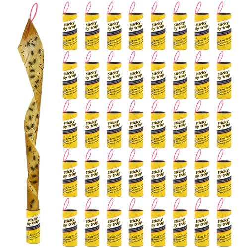 40 Packs Sticky Fly Strips, Fly Paper Roll Hanging, Fly Catcher Fly Ta