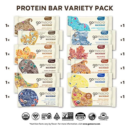GoMacro MacroBar Organic Vegan Protein Bars - Protein Variety Pack (2 ...