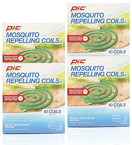 PIC Mosquito Repelling Coils, 10 Count Box, 4 Pack - Italian Coils, Mo
