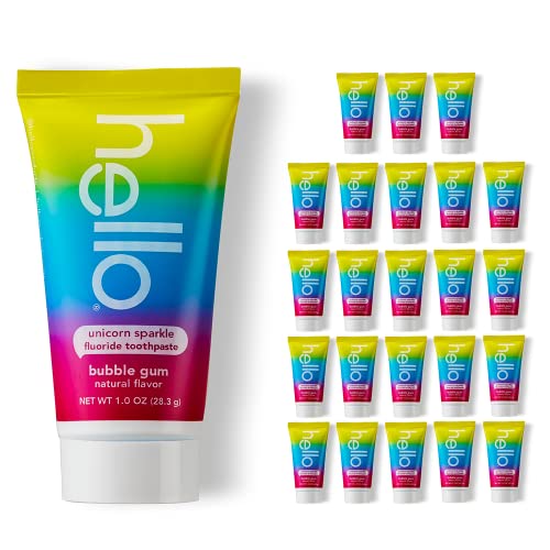 hello Unicorn Sparkle Kids Travel Toothpaste, Fluoride Toothpaste with