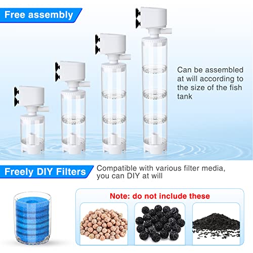 fishkeeper Submersible Aquarium Filter for 70-100 Gal, 4-Stages Sponge ...