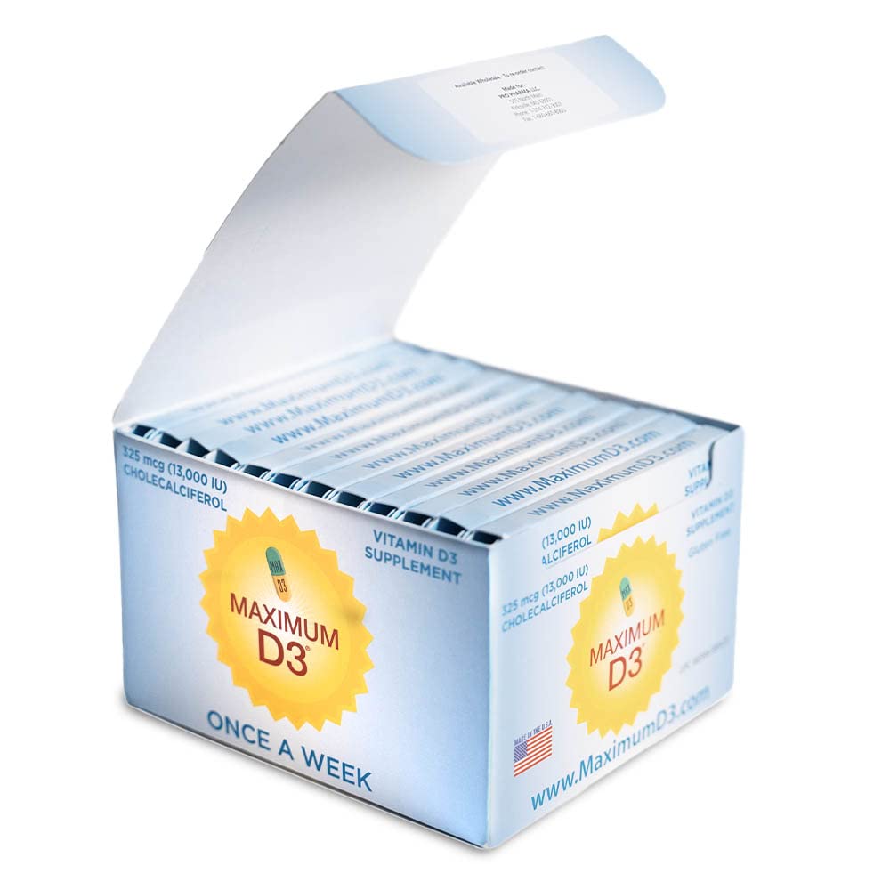 Maximum D3 13,000 IU Box, 60 Capsules Total (12 Cards/Box x 5 Capsules ...