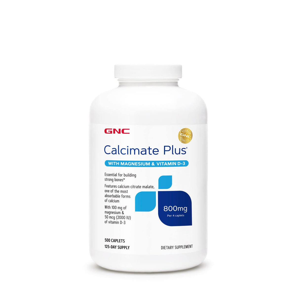GNC Calcimate Plus Magnesium & Vitamin D-3 800mg | Most Absorbable For