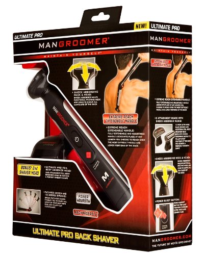 MANGROOMER - ULTIMATE PRO Back Shaver with 2 Shock Absorber Flex Heads ...