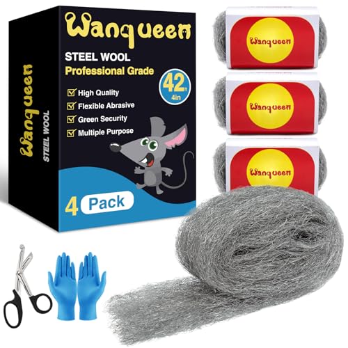 Steel Wool Mice Control 4'' * 42' Total Rodent Control Fill Fabric, St