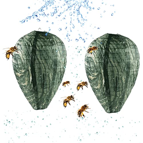 2 Pack Wasp Nest Decoy Waterproof Hanging Wasps Deterrent Fake Wasp Re
