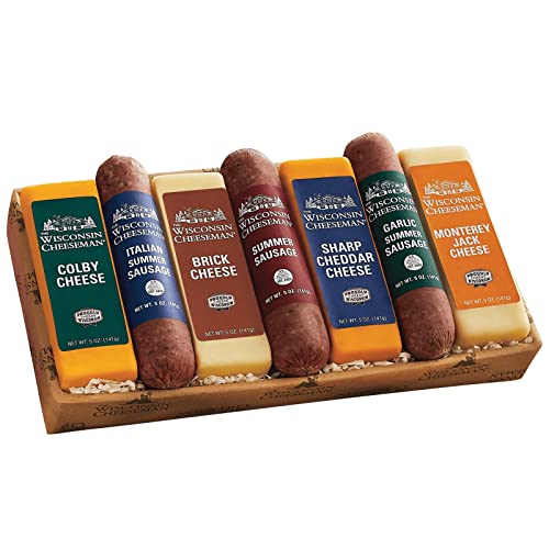 The Wisconsin Cheeseman Cheese and Sausage Combo - Featuring Colby, Br