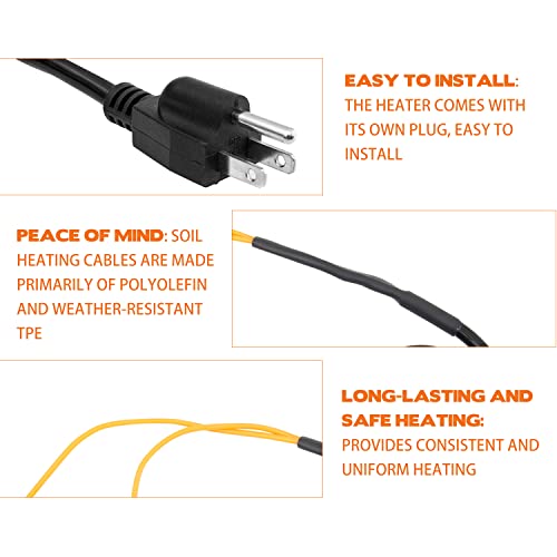 ANSIKE Soil Heating Cable 25 Ft Electric Soil Warming Cable Greenhouse ...