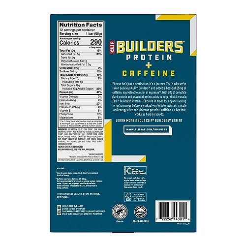 CLIF Builders + Caffeine - Chocolate Chip Cookie Dough Flavor - Protei ...