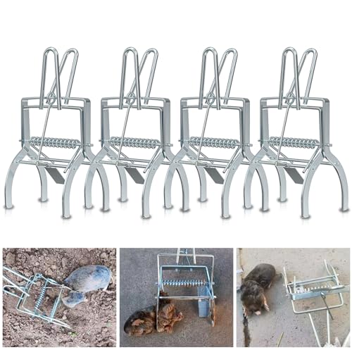 4 Pack Mole Traps That Kill Best, Mole Trap Easy to Set, Galvanized St