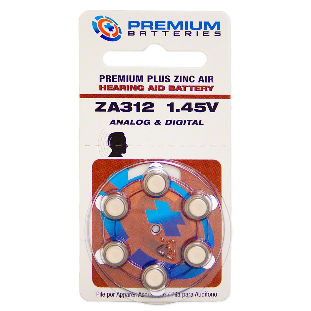 Premium Batteries Size 312, ZA312, PR41, P312 1.45V Zinc Air Hearing A