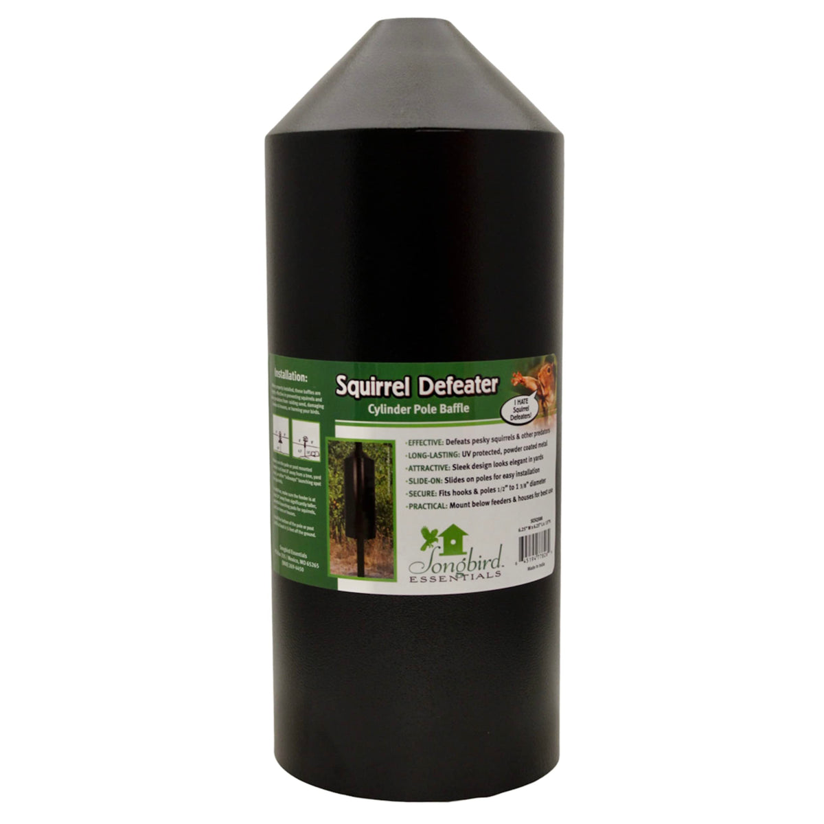 Songbird Essentials Squirrel Defeater Cylinder Pole Baffle, 6 Inch Dia