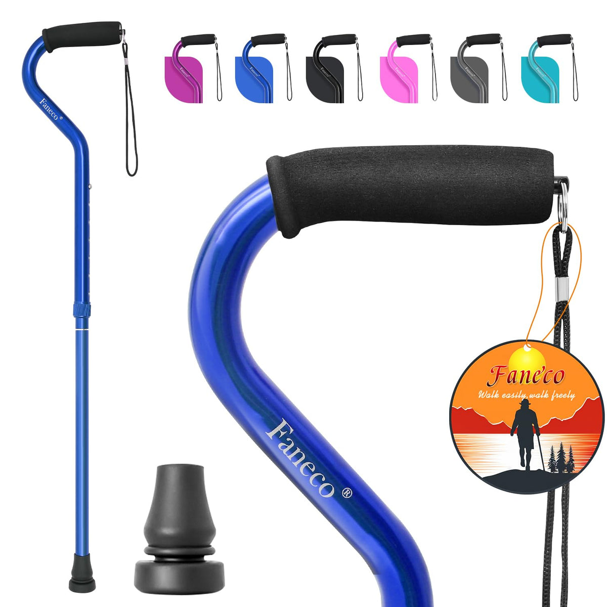 FANECO Walking Cane, Folding Walking Stick for Seniors with Soft Handl