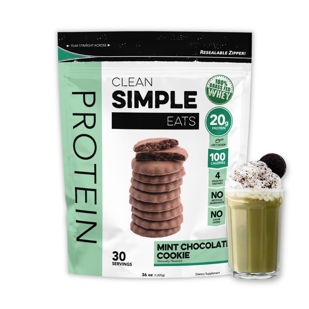 Clean Simple Eats Mint Chocolate Cookie Whey Protein Powder, Natural S