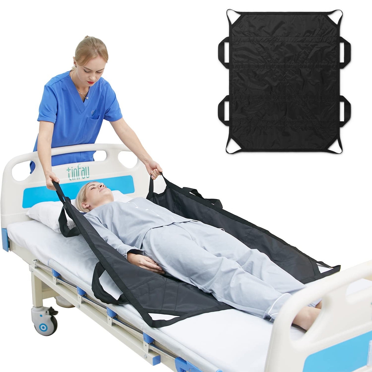 TINFAU 45" x 36" Positioning Bed Pad with Handles Washable Draw Sheets