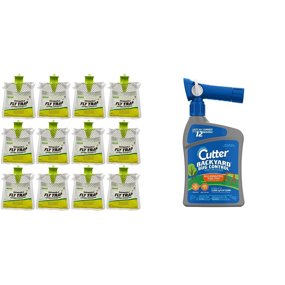 RESCUE! Outdoor Disposable Hanging Fly Trap (12 Traps) and Cutter Back ...