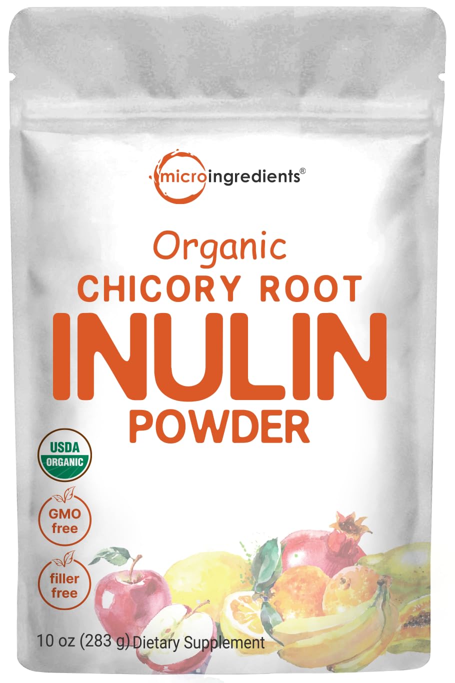 Organic Daily Prebiotic Dietary Fiber Supplement Powder, (Inulin Fiber
