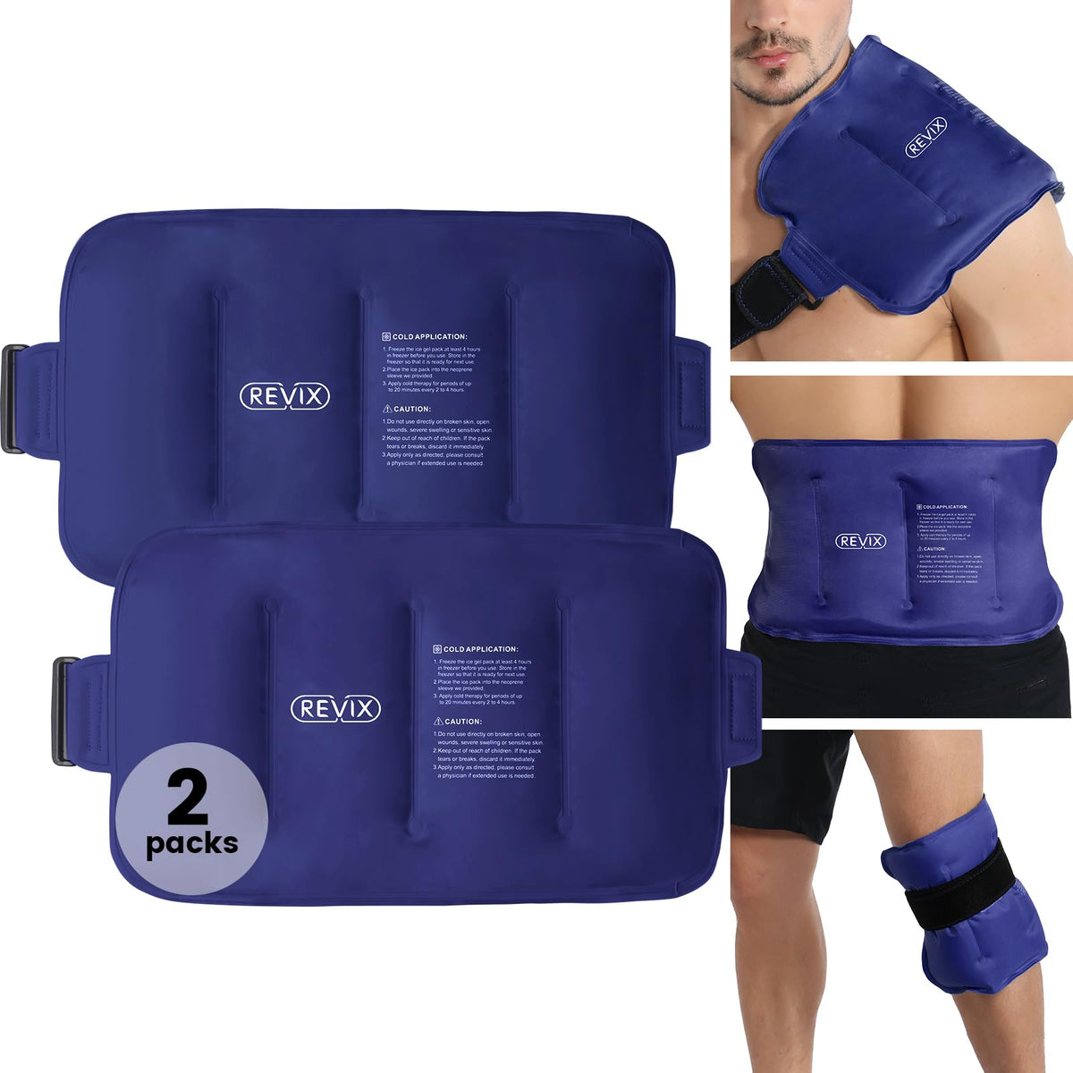 REVIX Ice Pack for Back Pain Relief, Reusable Gel Cold Packs, Ice Pack