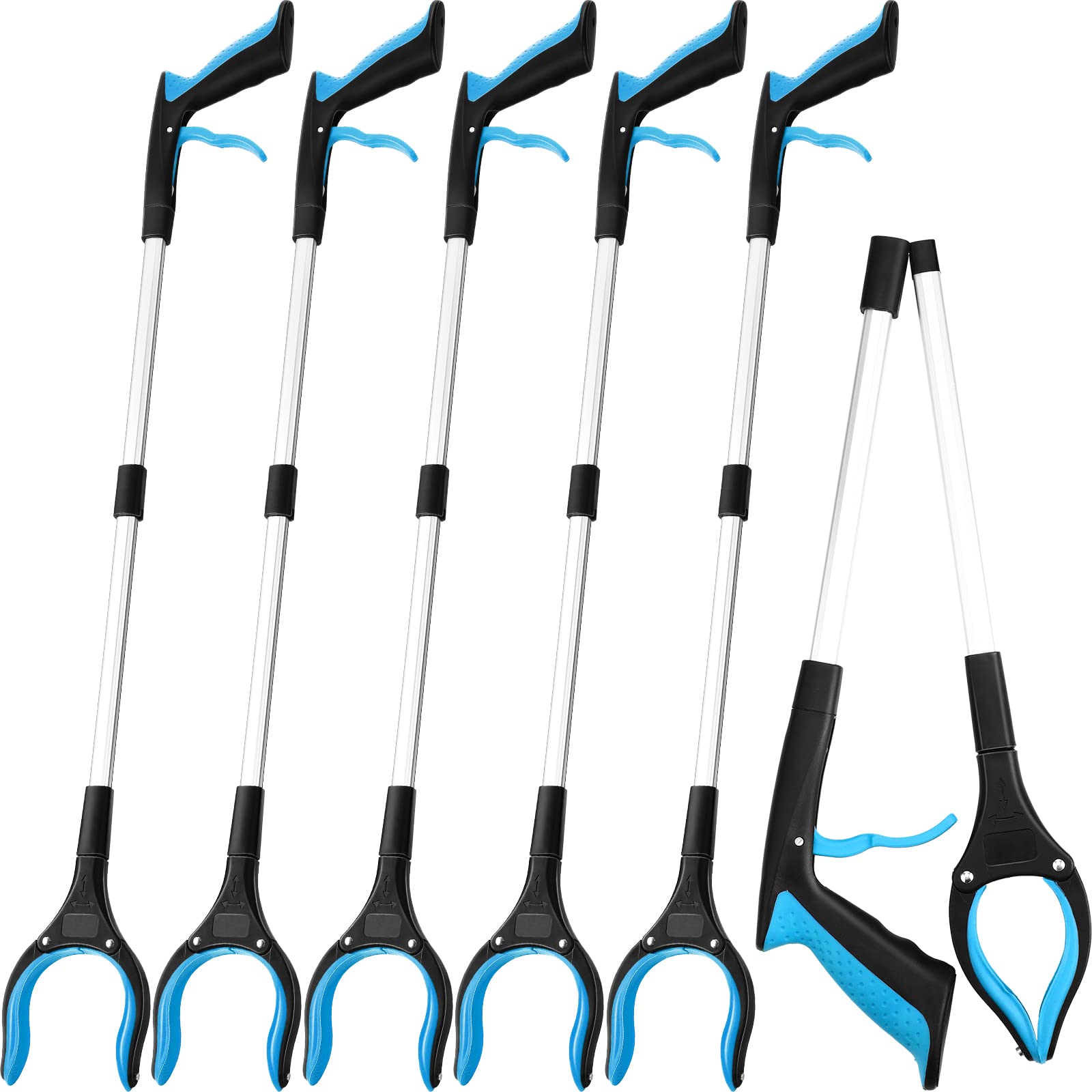 6 Pack Trash Grabber Reacher Tool for Elderly, 32" Foldable Trash Pick ...