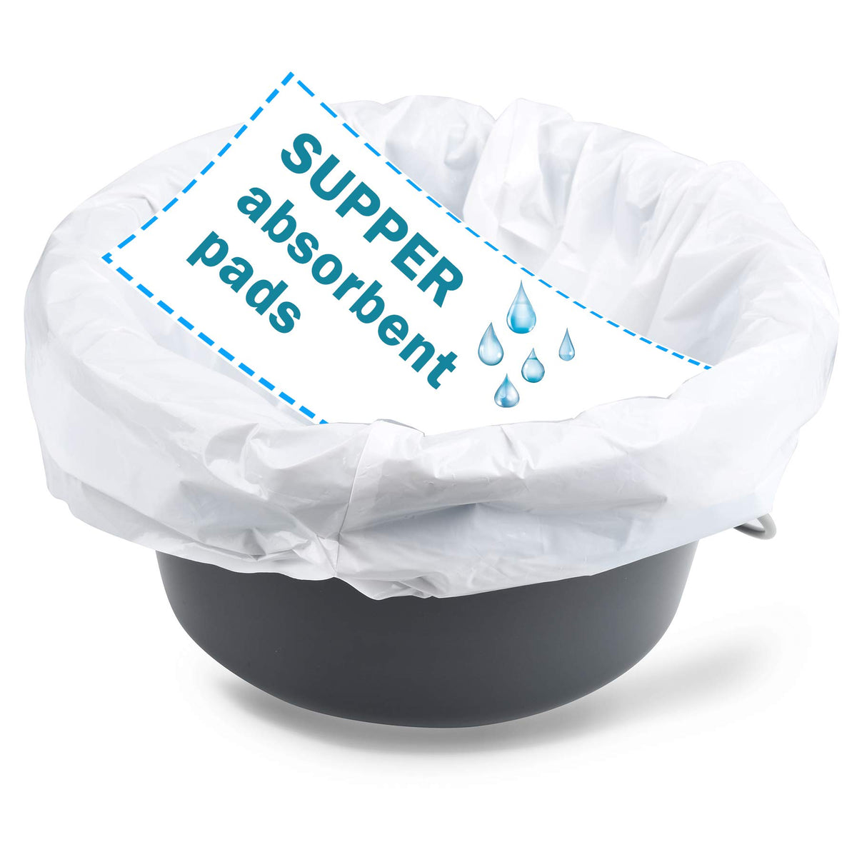 Commode Liners with Super Absorbent Pad，40 Pack Disposable Waste Bags