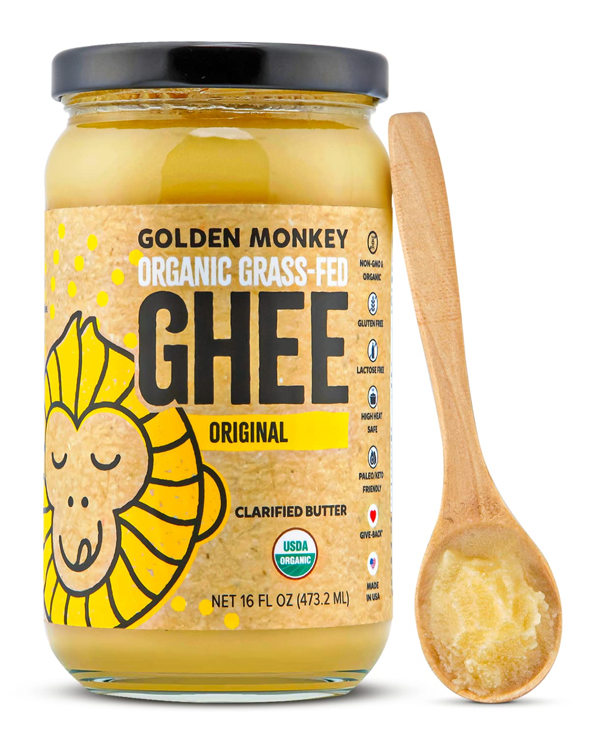 Organic Ghee Butter Grass Fed Clarified – 16 Oz Ghee Butter – Unsalted