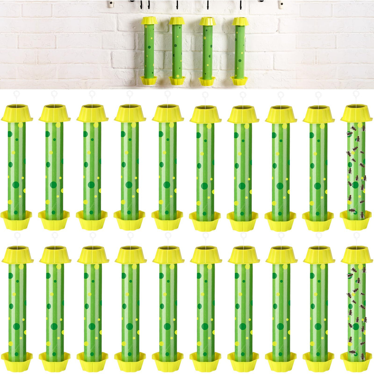 Qualirey 20 Pcs Sticky Fly Trap Fly Stick with Hanging Hook Adhesive M