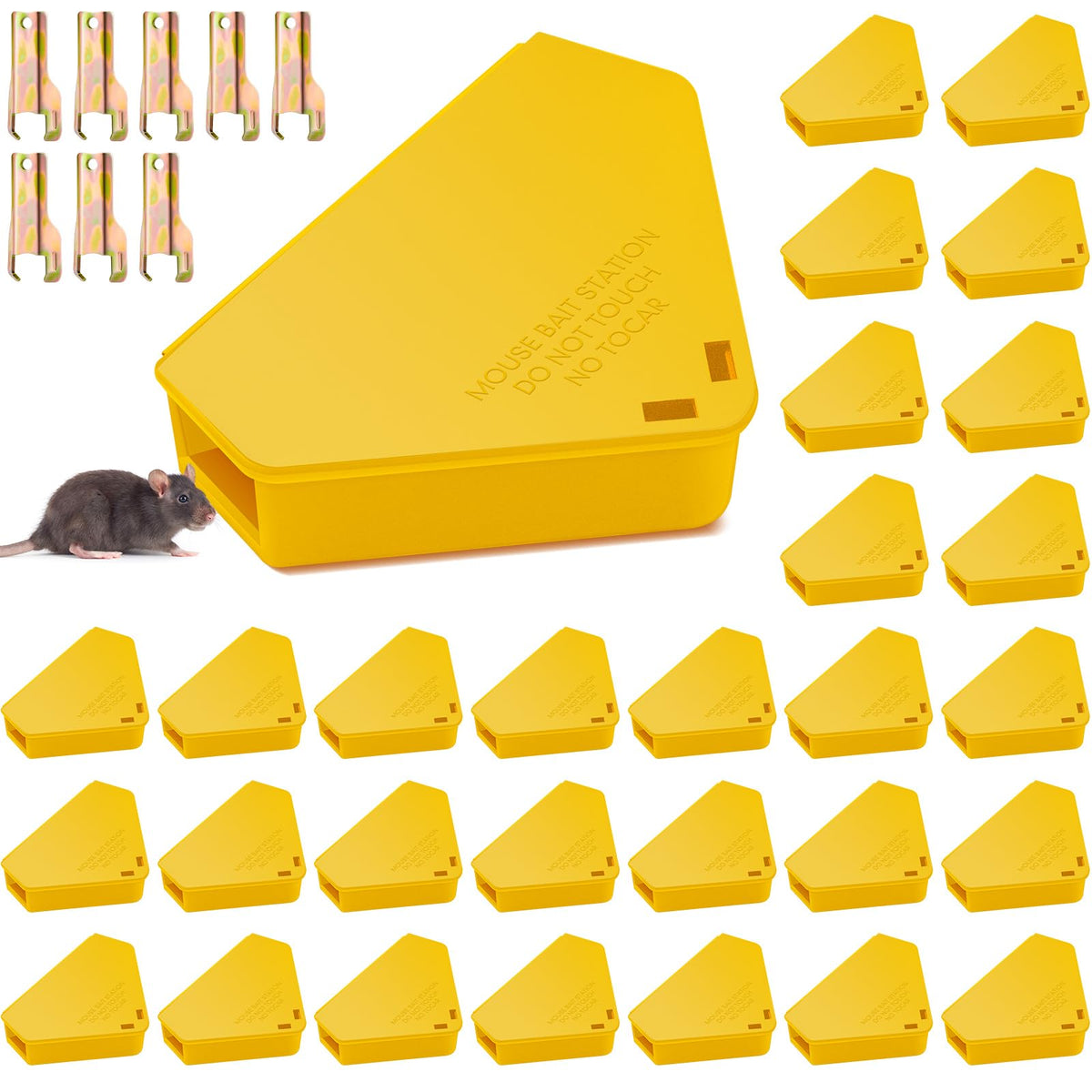 Qualirey 36 Pcs Mice Station with Keys Mouse Bait Stations Waterproof